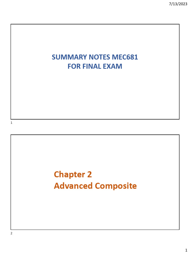 Summary MEC681 Notes For Final Exam - 2slides - Handouts | PDF ...