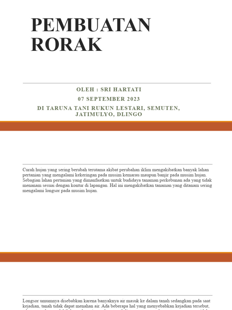 Pembuatan Rorak Dan Sarungisasi Pada Tanaman | PDF