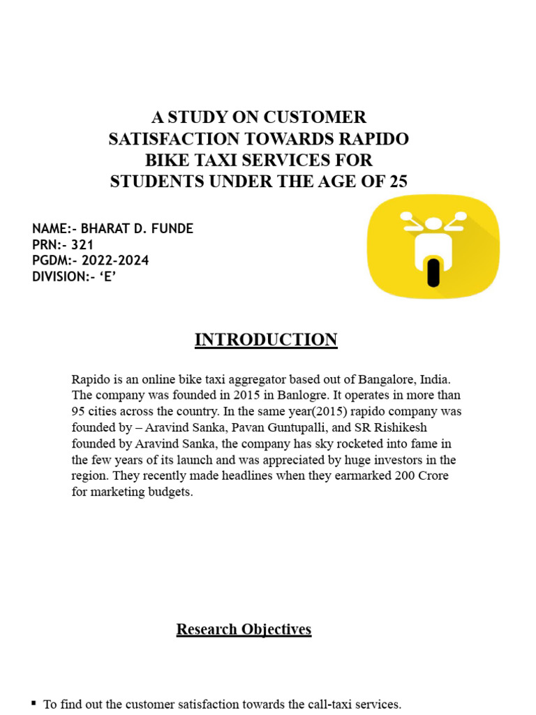 Customer Satisfaction in Rapido Services | PDF | Economies