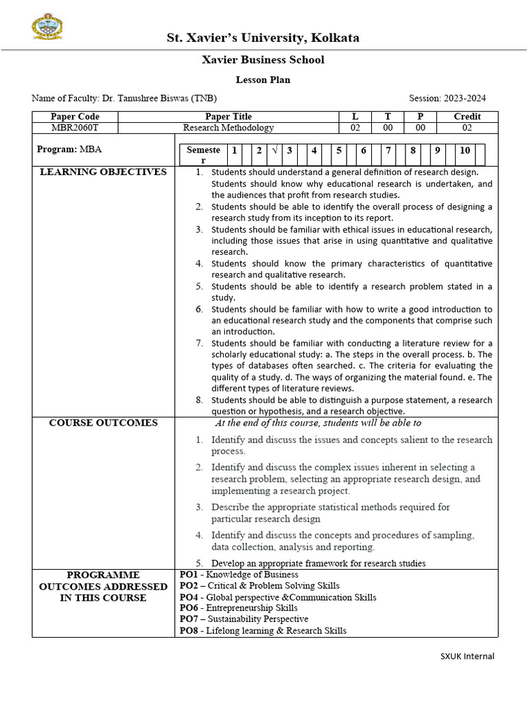 MBR2060T - RM - Lesson Plan | PDF | Methodology | Intelligence