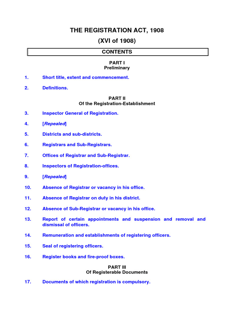 3 Registration Act 1908 PDF | Download Free PDF | Summons | Loans