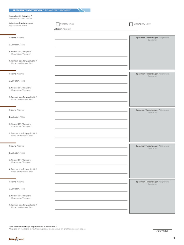Form Spesimen Baru | PDF