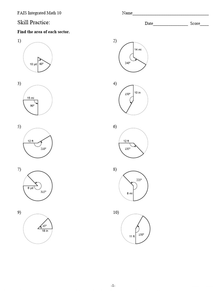 Arc Length Worksheet | PDF