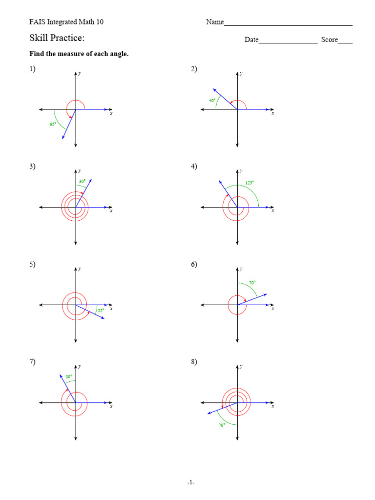Sketching Angles Worksheet | PDF