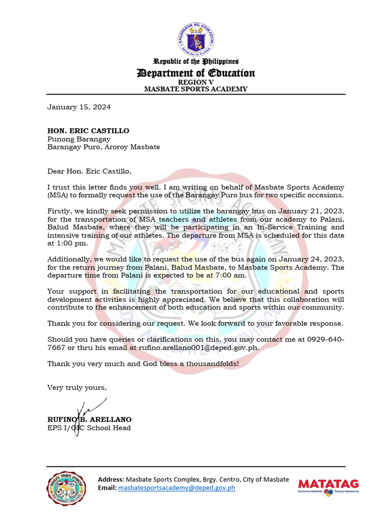 INSET Bus Request - Final | PDF