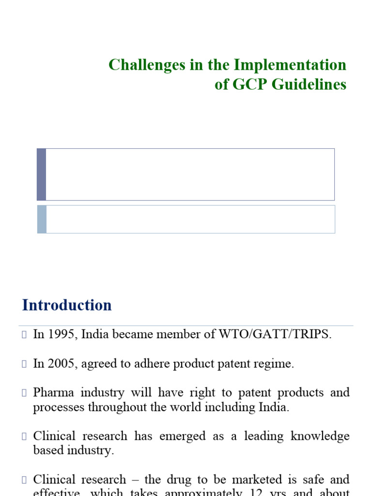 Challenges of Guidelines GCP | PDF