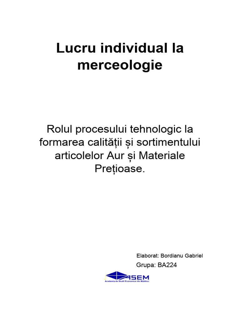 Lucru Individual Merceologie | PDF