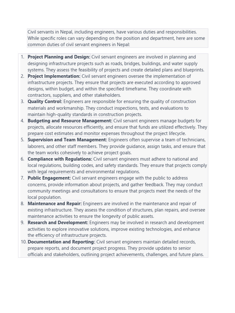 Role of Engineer Nepal | PDF