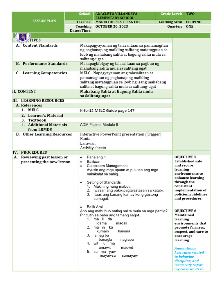 Mocs - Cot1 DLP | PDF | Learning | Literacy