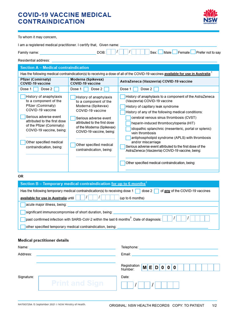 Covid 19 Vaccine Contraindication | PDF | Public Health | Clinical Medicine