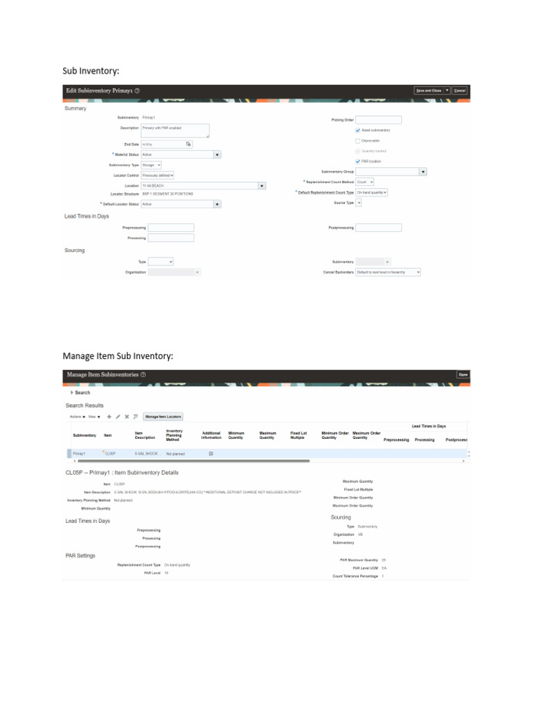 PAR Location Replenish | PDF