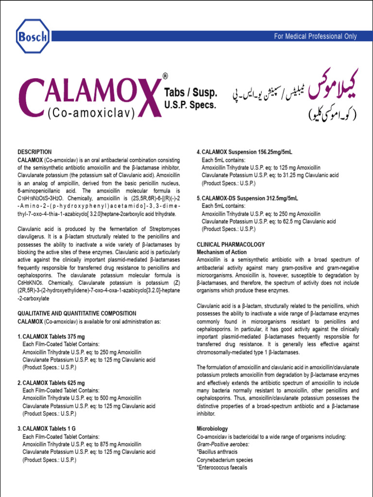 Calamox Tablets Suspensions | PDF | Beta Lactamase | Penicillin