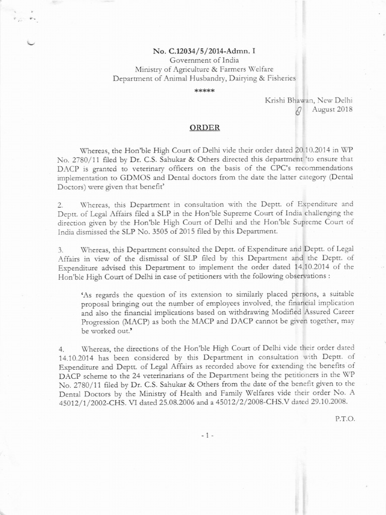 DACP Order | PDF | Government