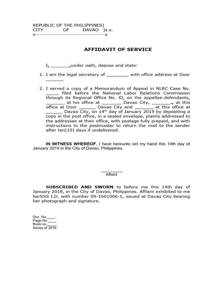 AFFIDAVIT OF SERVICE | PDF