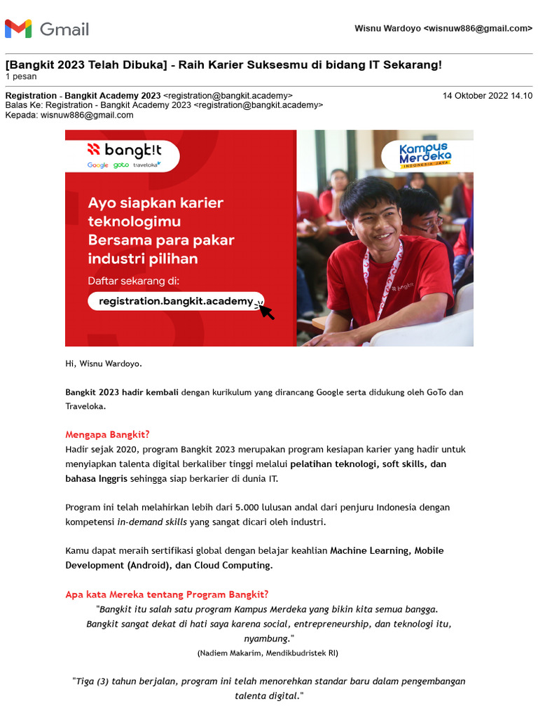 (Bangkit 2023 Telah Dibuka) - Raih Karier Suksesmu Di Bidang IT Sekarang! | PDF | Bisnis