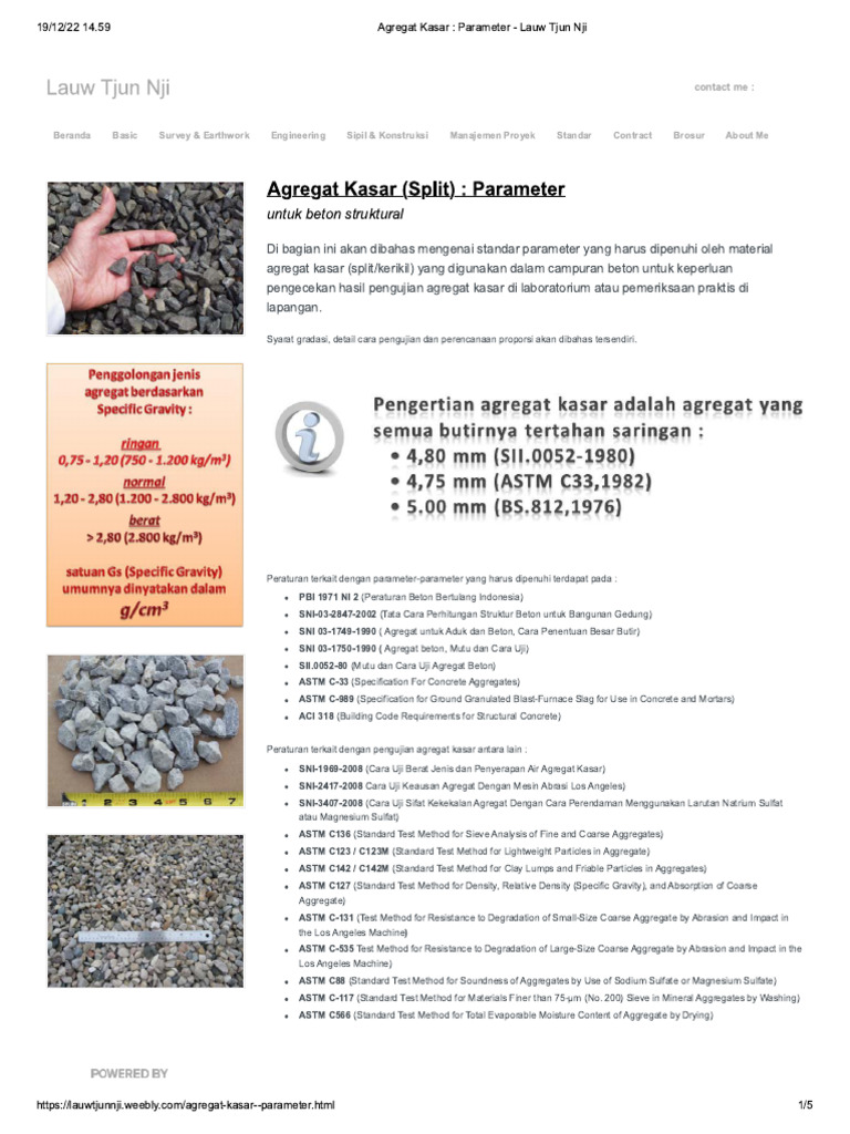 Agregat Kasar - Parameter - Lauw Tjun Nji | PDF
