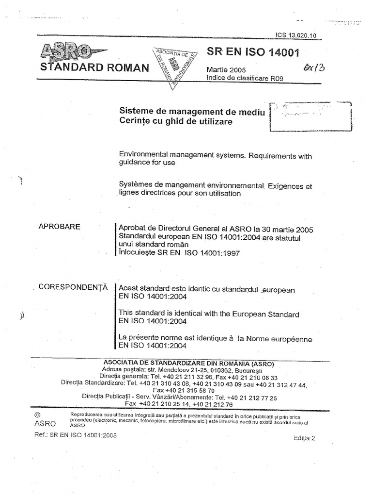 SR en Iso 14001-2005 | PDF