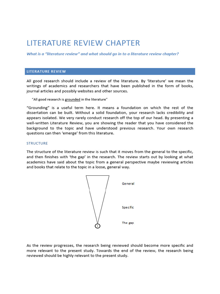 1 Overview - Writing The Literature Review Chapter | PDF | Science ...