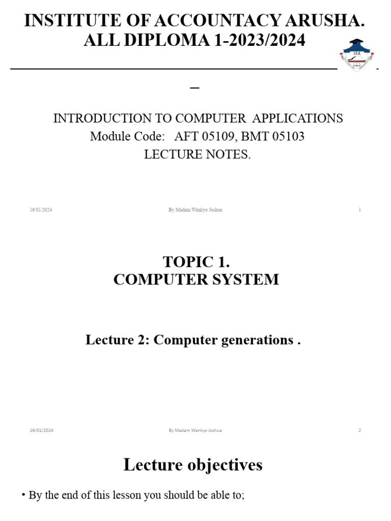 Lecture 2 Computer Generations - 125813 | PDF | Integrated Circuit | Computer Data Storage