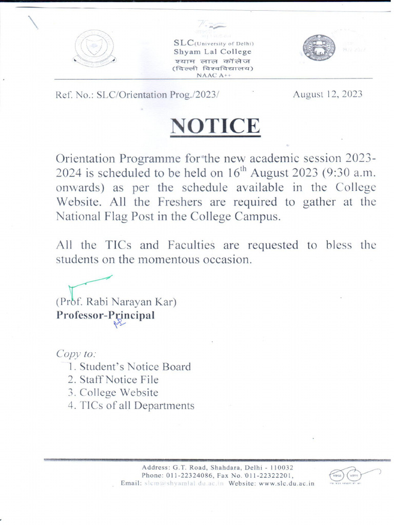 Orientation Programme 2023-24 | PDF