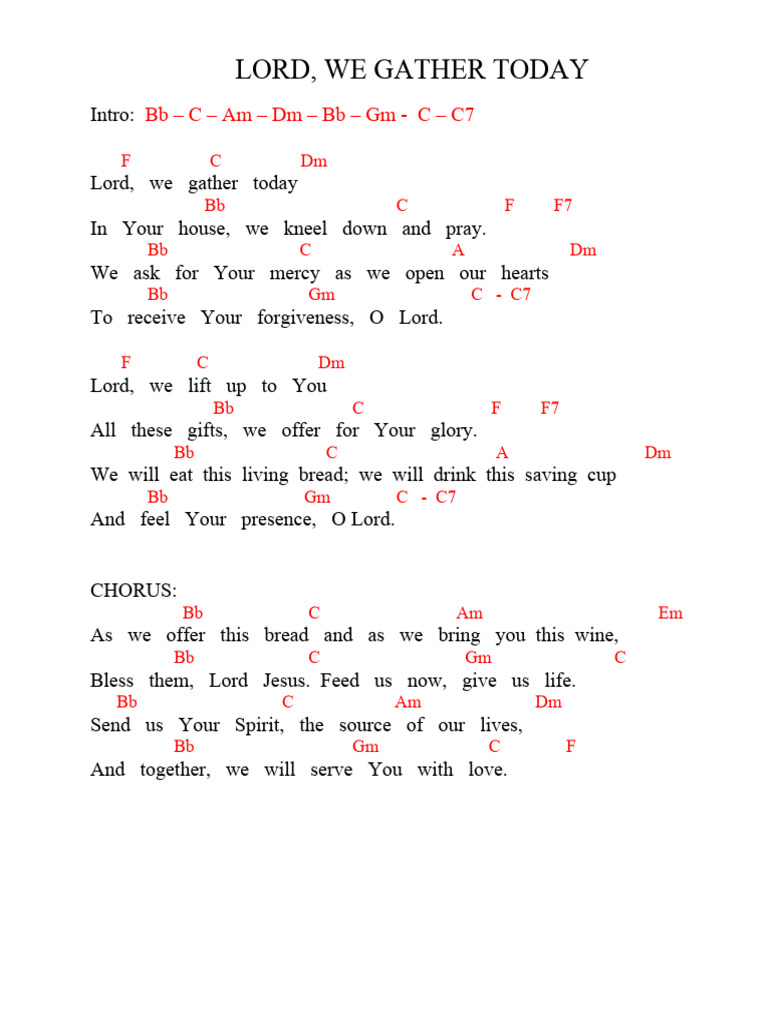 Lord, We Gather Today Lyrics & Chords | PDF