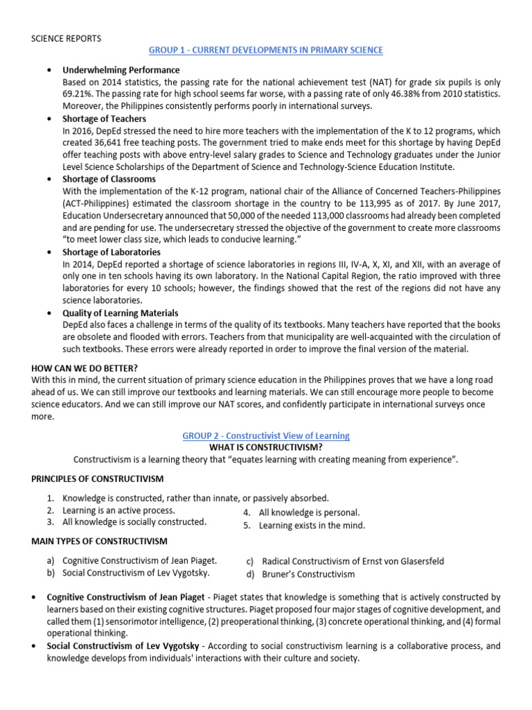 Science Reports Reviewer | PDF | Constructivism (Philosophy Of ...