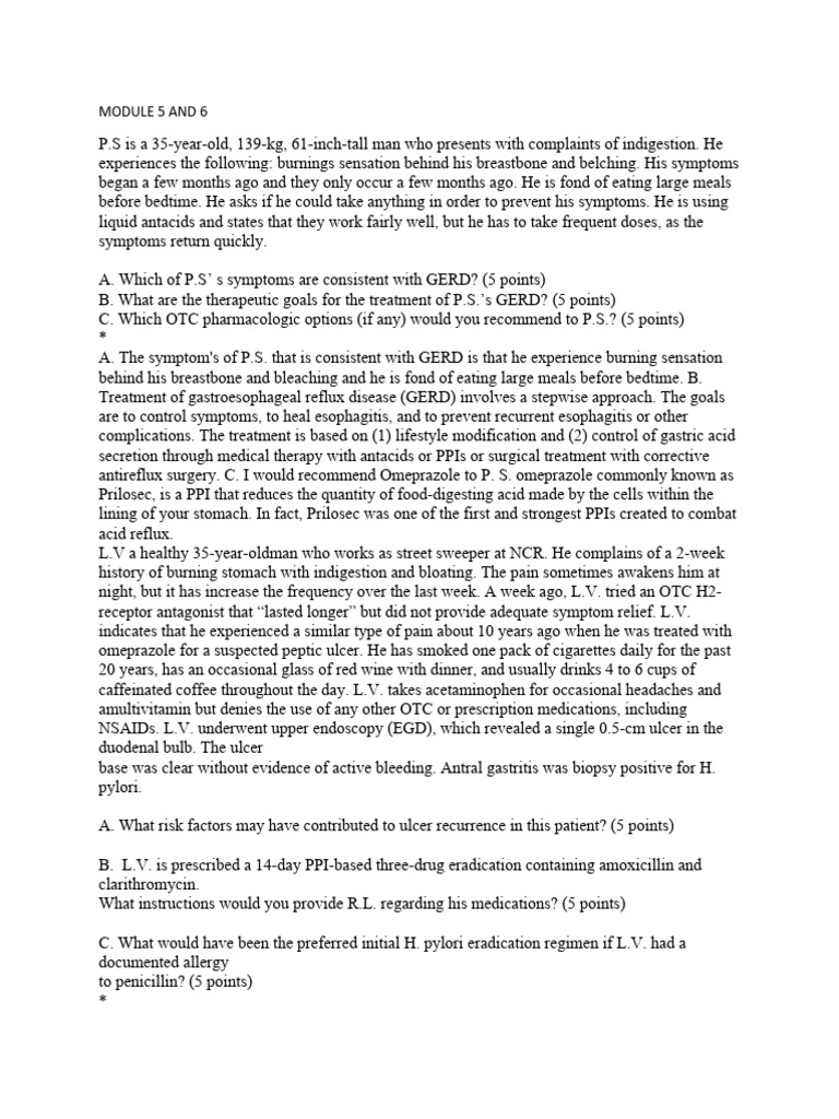 Module 5&6 Clinph | PDF | Gastroesophageal Reflux Disease | Clinical Medicine
