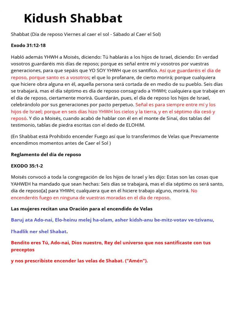 Kidush Shabbat: Ritual y Bendiciones | PDF | Judios y judaísmo ...