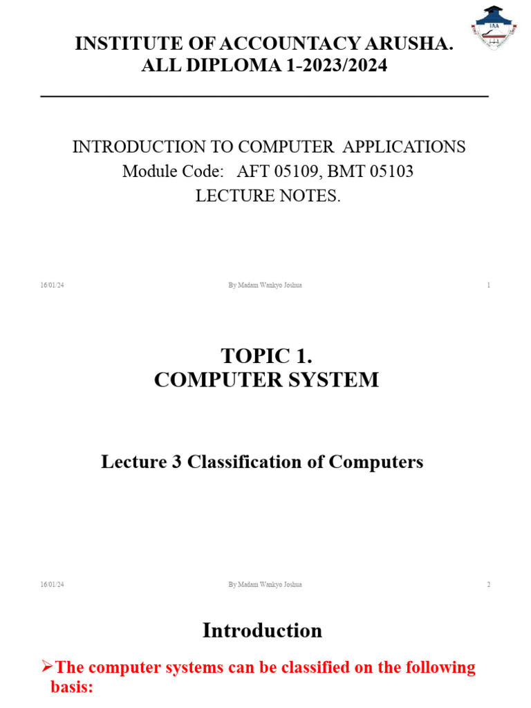 Lecture 3 Classification of Computers | PDF