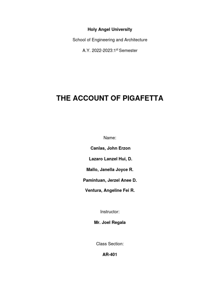 The Account of Pigafetta | PDF | Exploration | Field Research