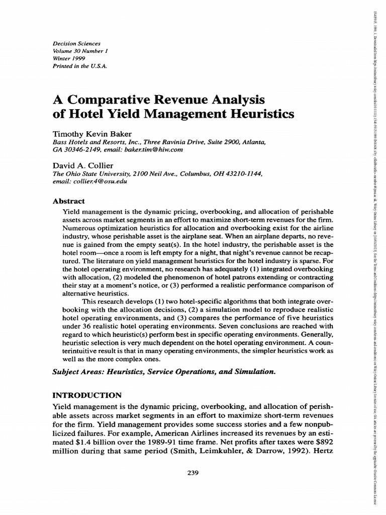 Decision Sciences - 2007 - Baker - A Comparative Revenue Analysis of ...
