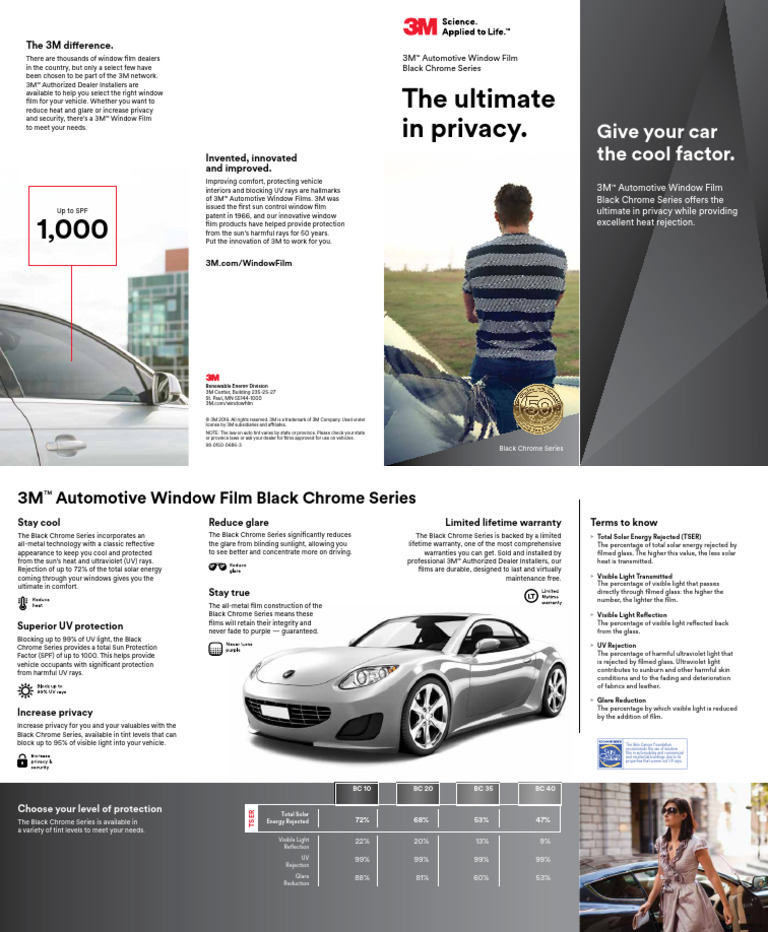 3M™ Automotive Window Film Black Chrome Series Brochure | PDF | Ultraviolet | Sunscreen
