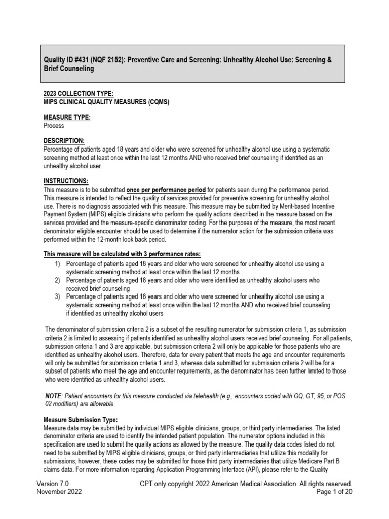 2023 Measure 431 MIPSCQM | PDF