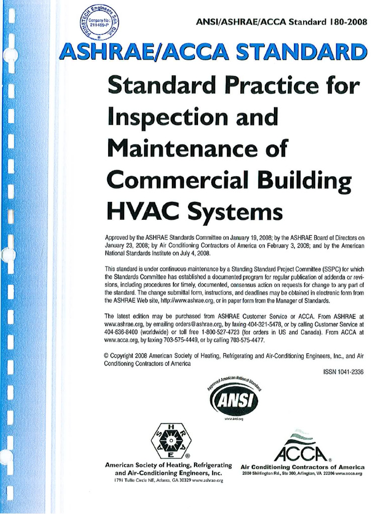 Acca Ashrae Standard 180 2008 | PDF