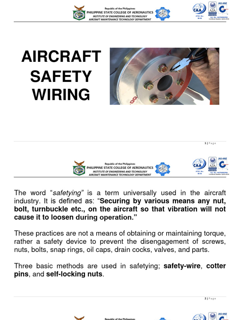 Safety Wiring Topic | PDF | Manufactured Goods | Machines