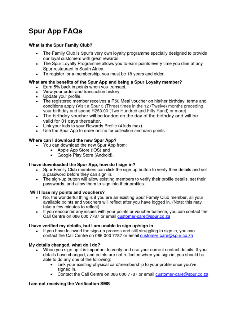 Spur App FAQs: Loyalty Program Guide | PDF | Credit Card | Debit Card