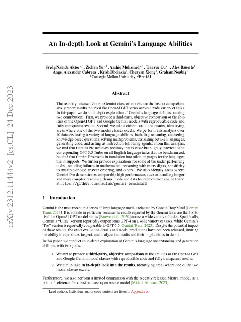 An In-Depth Look at Gemini's Language Abilities | PDF | Multiple Choice | Cybernetics