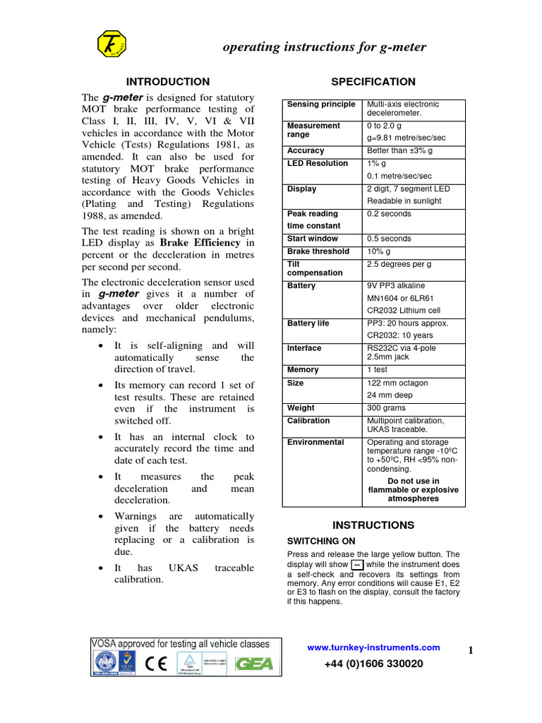 G Meter Operating Instructions 6 | Download Free PDF | Calibration | Metre
