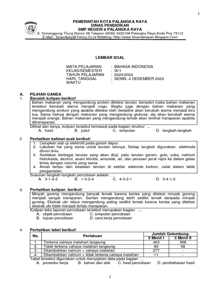 Soal PS 1 TP 2023-2024 | PDF