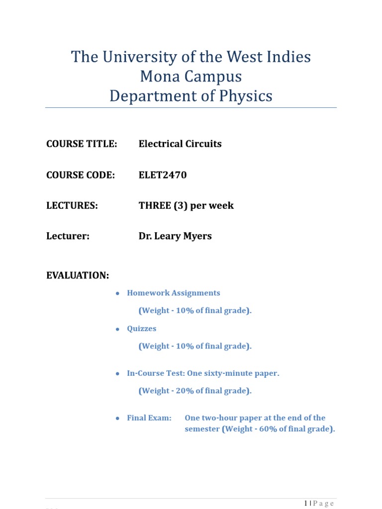 Circuit Analysis Lecture Notes Pdf Electrical Network Ac Power