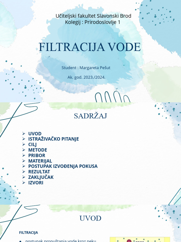 Filtracija Vode-Margareta Pešut | PDF