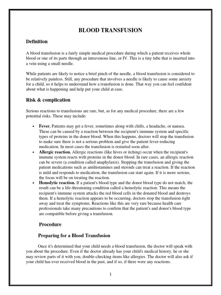 BLOOD TRANSFUSION | PDF | Intravenous Therapy | Blood Transfusion