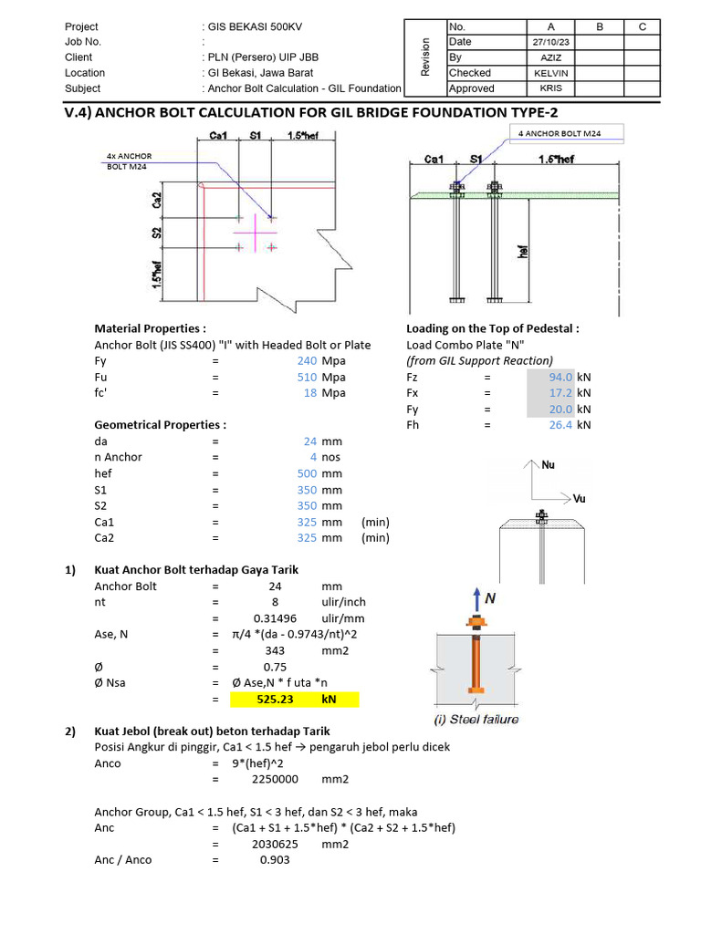 V.4 Anchor Bolt Calculation | PDF