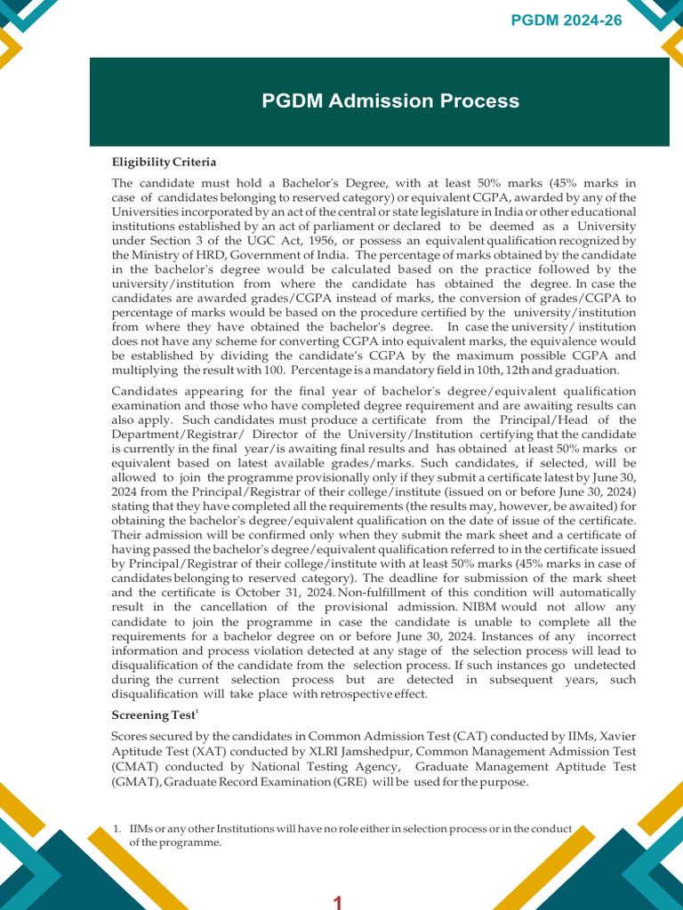 PG Admissions Process | PDF | Graduate Record Examinations | University And College Admission