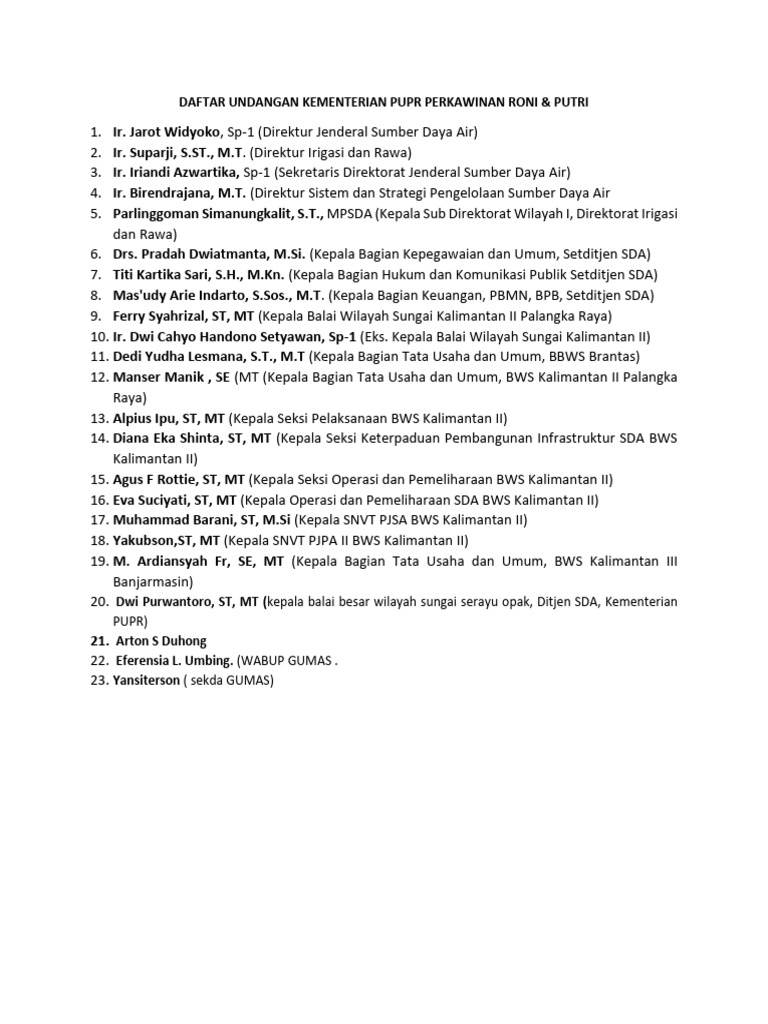 Daftar Tamu Vip | PDF