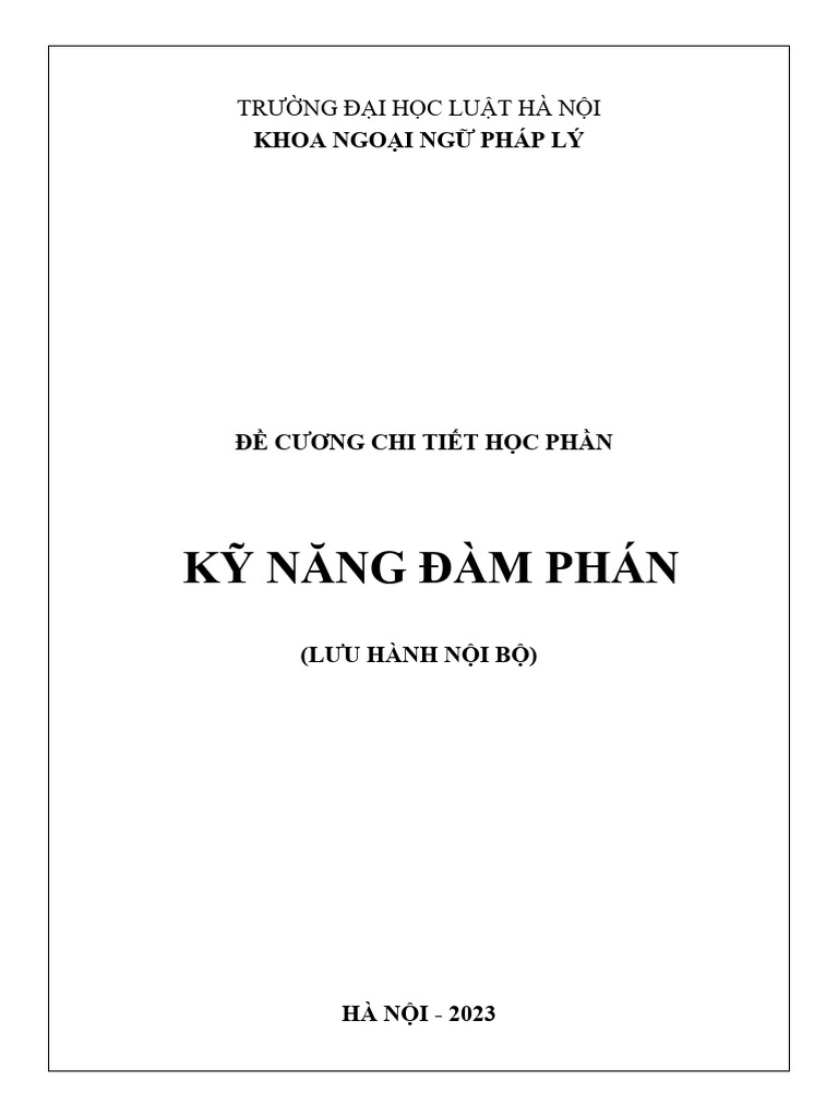 ĐCMH - Kĩ Năng Đàm Phán.nna.2tc.k46 | PDF