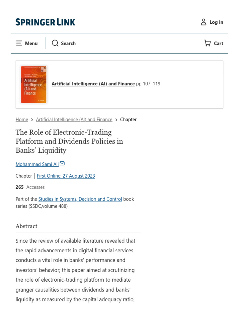 The Role of Electronic-Trading Platform and Dividends Policies in Banks' Liquidity ...