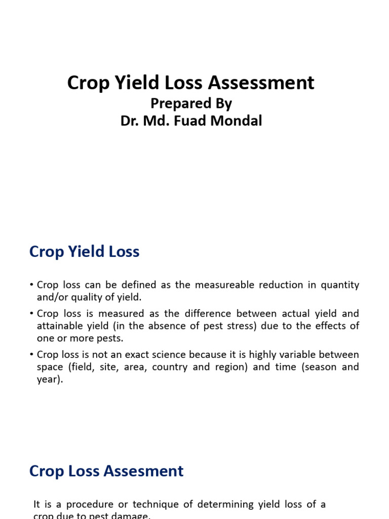 Crop Yield Loss Evaluation Methods | PDF
