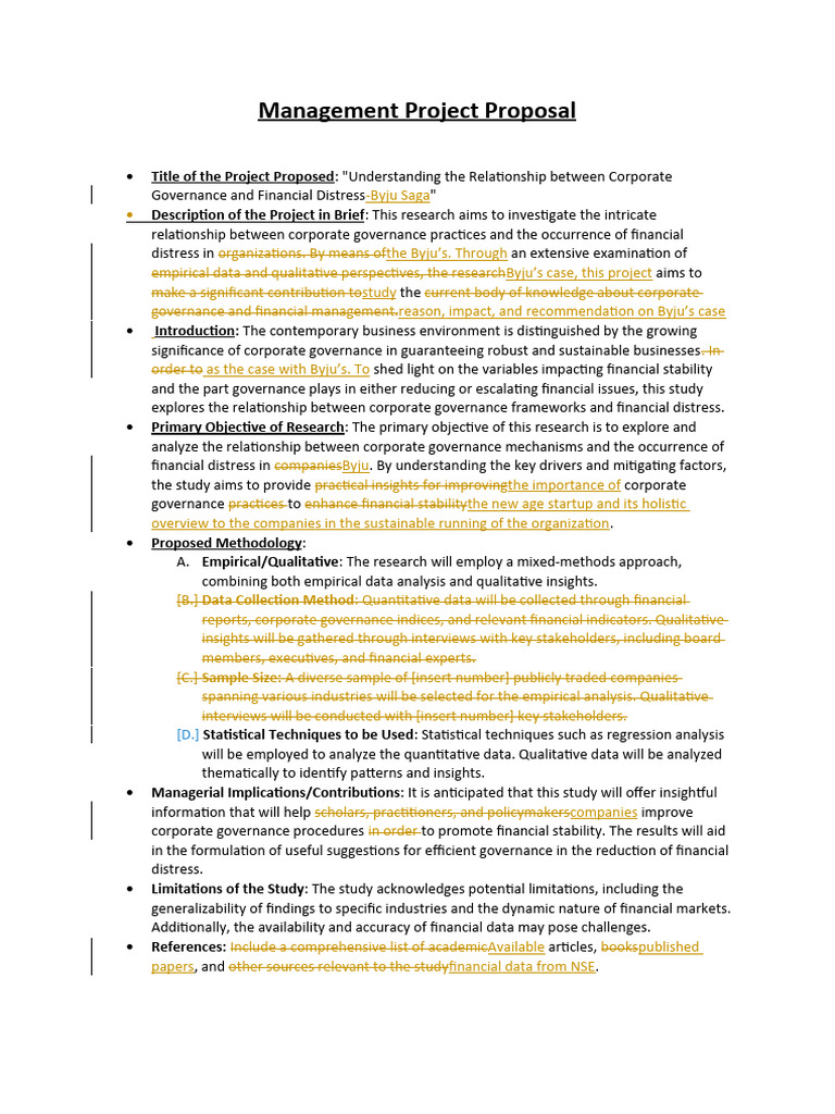 Management Project Proposal (1) | PDF | Qualitative Research | Governance