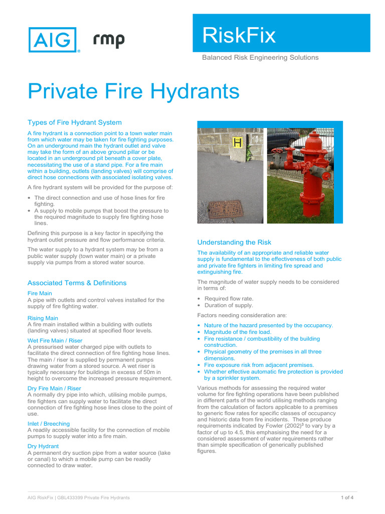 Private Fire Hydrant Systems Guide | PDF | Pump | Water